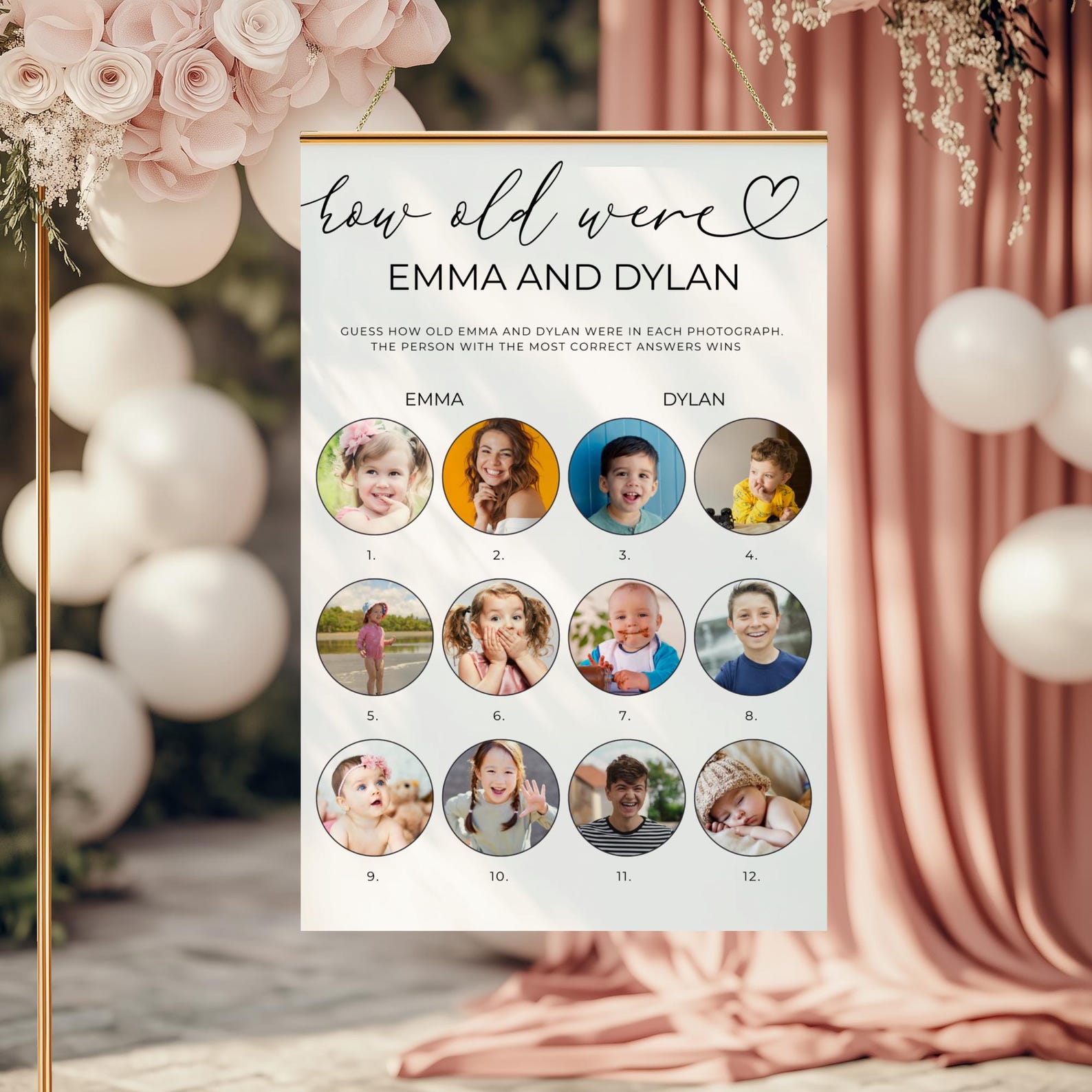 Bridal Shower Game: Guess Their Age Photo Game (editable Template ...