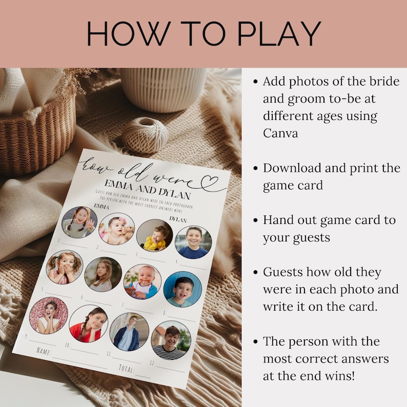 How Old Were They Bridal Shower Game, Guess the Age Printable, Instant ...