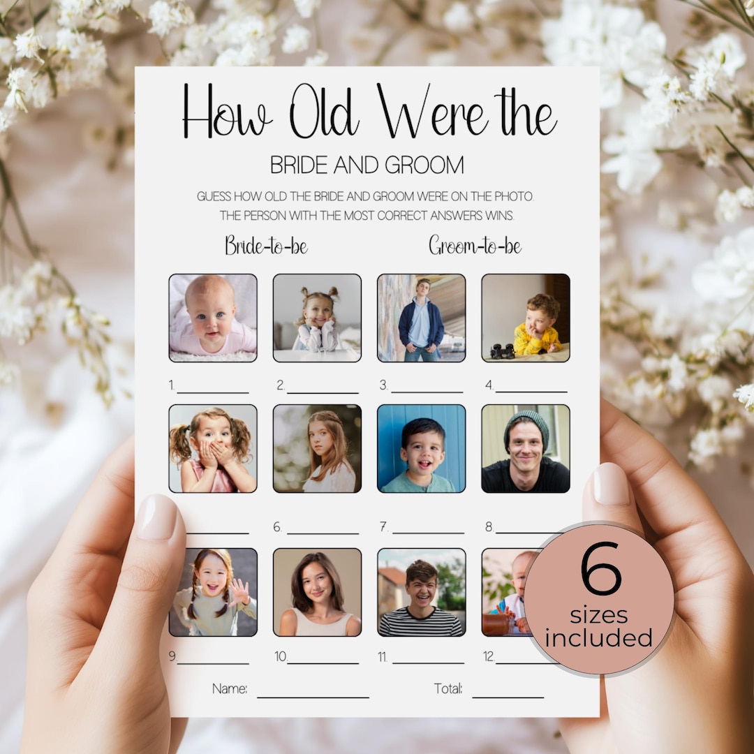 How Old Were They Bridal Shower Game, Printable Guess the Ages ...