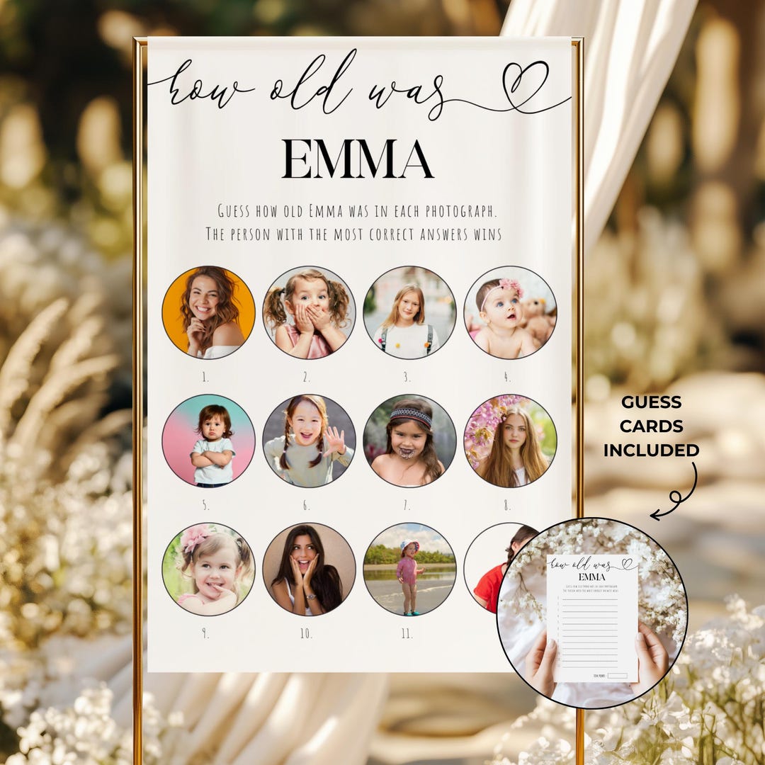 How Old Was the Bride Template, Editable Photo Guessing Game for Bridal ...