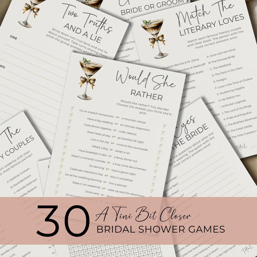A Tini Bit Closer Bridal Shower Games, Printable Activities, Editable ...