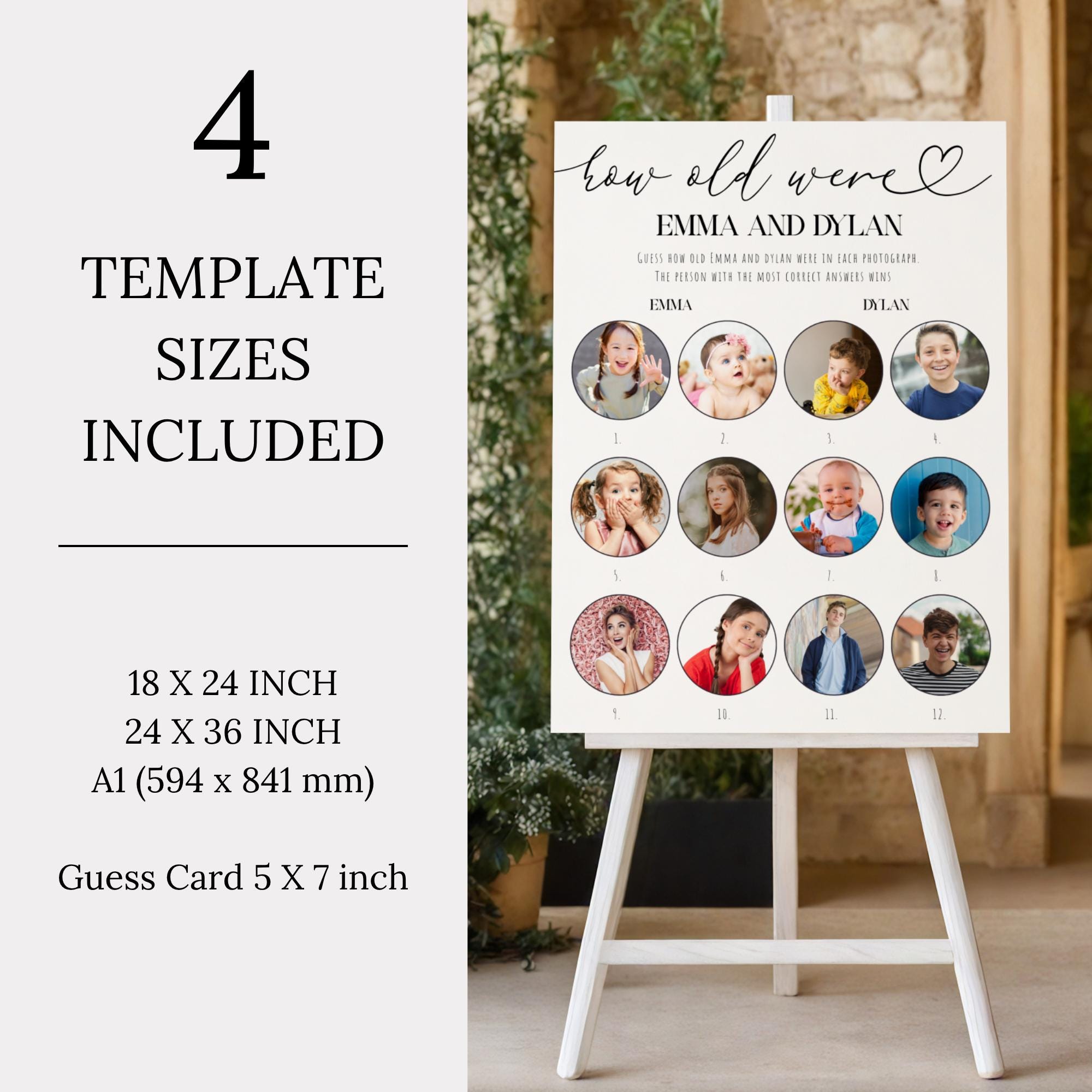 How Old Were They Bridal Shower Game, Editable Guess the Ages Template ...