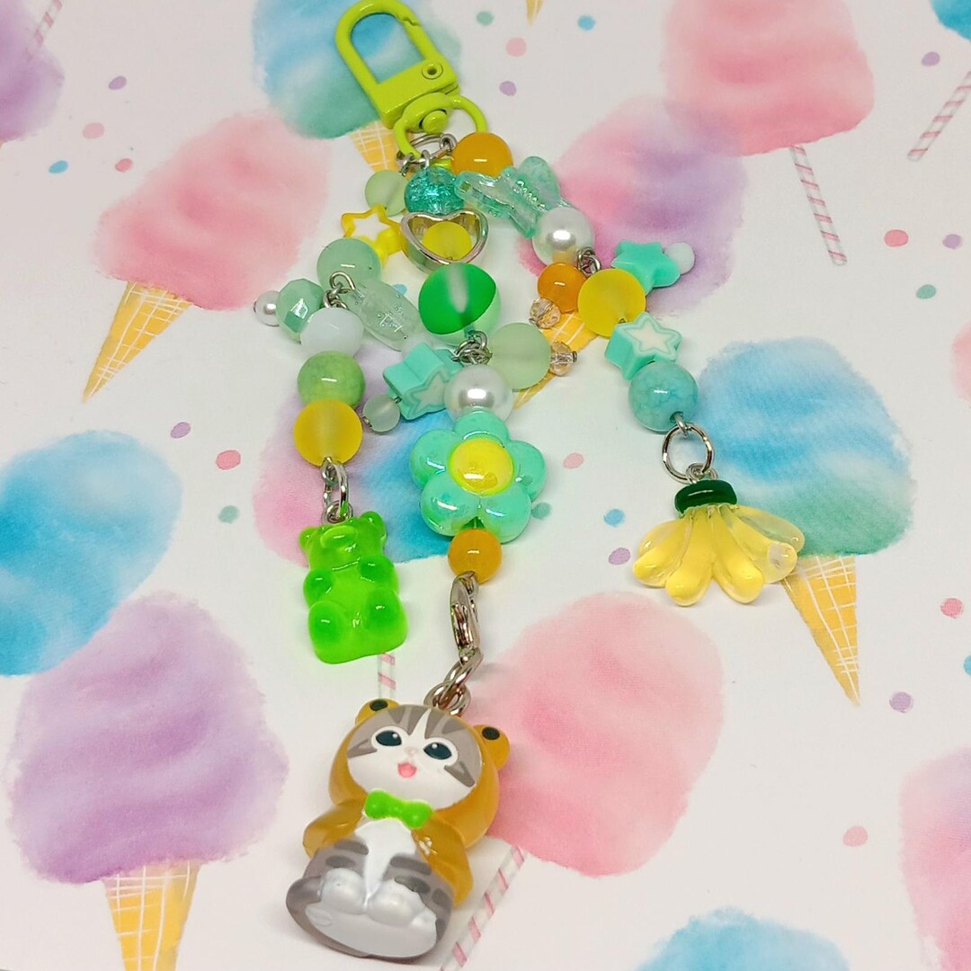 Mofusand Keychain Cluttercore Authentic Japan Cat Beaded Bag or Phone ...