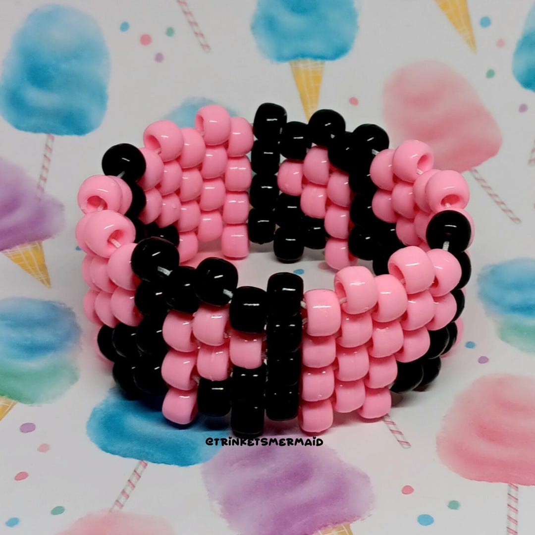 Pink Music Note Kandi Cuff - Multistitch Cute Rave Kawaii Scene Emo Y2K ...