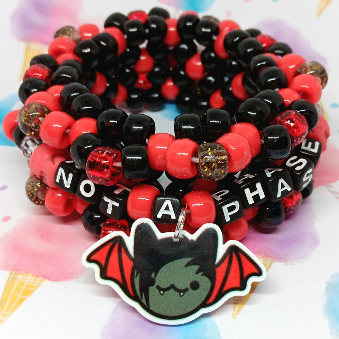 Not a Phase Mini Rotating Kandi Cuff Black Bat Scene Emo Scenecore Y2K ...