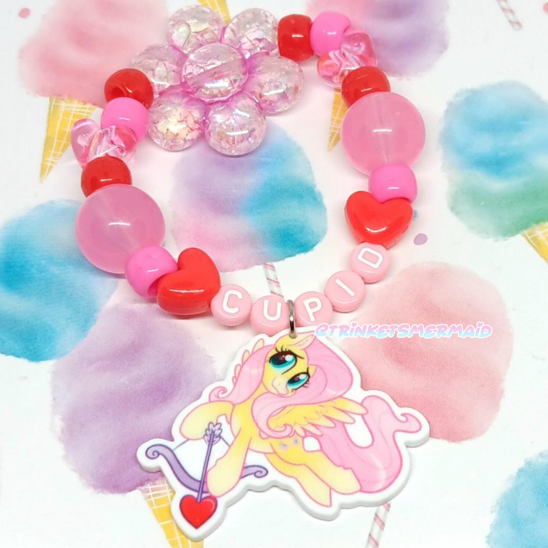 Cupid Fluttershy Kandi Bracelet - My Little Pony MLP Chunky Charm ...