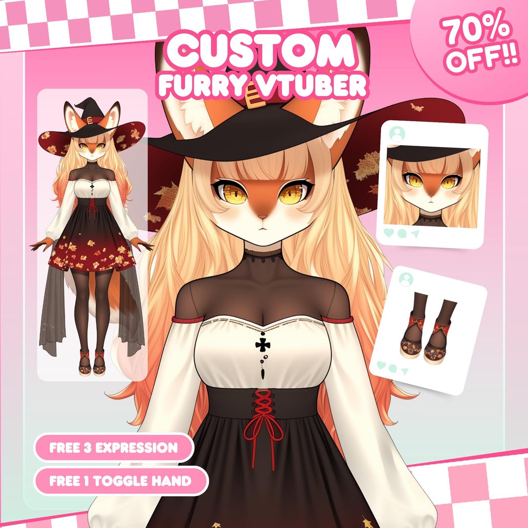 Custom LIVE2D Furry Vtuber Furry Model Vtuber Furry Character ...