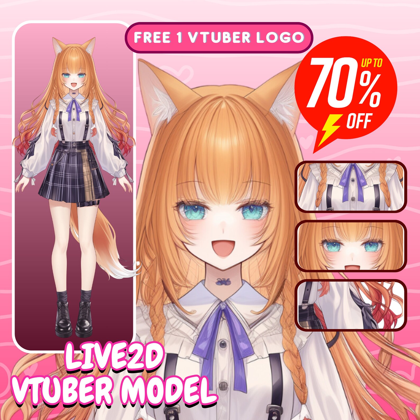 CUSTOM Vtuber Model for Commercial Use Live 2D Vtuber Model Vtuber ...