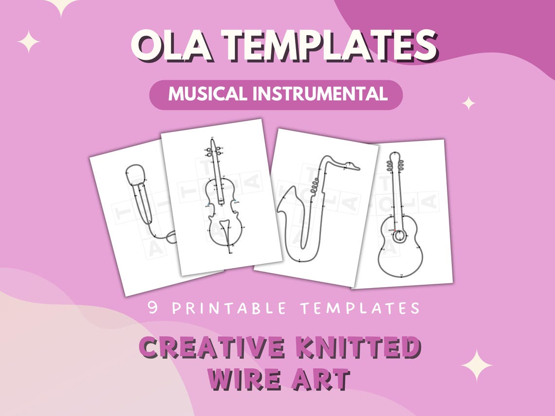 Musical Instrument Wire Art Templates: Bending Guide (printable Pattern ...