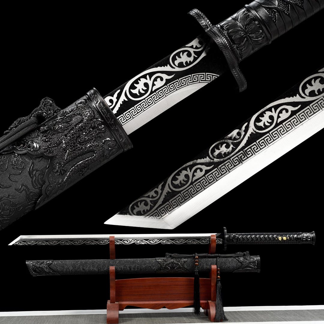 Black Samurai Sword, Black Cutout Accessory Sword,bake Black Blade ...