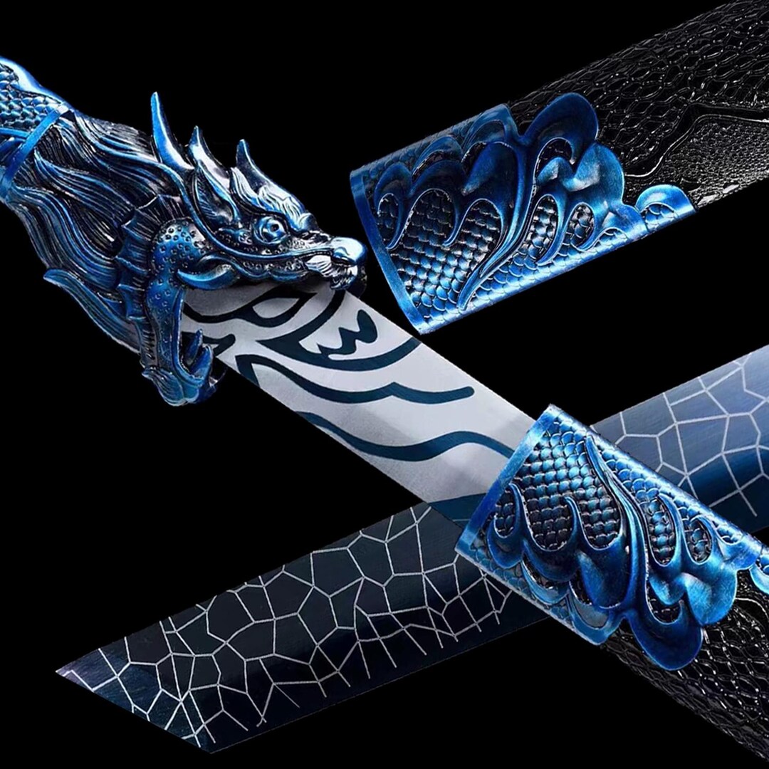 Blue Swords,alloy Accessory Samurai Sword,bake Blue Blade,handmade ...