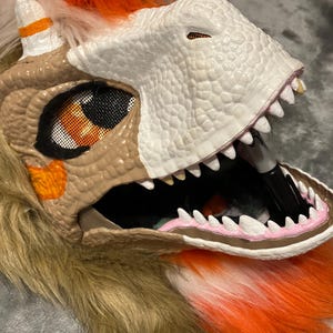 Orange, White, and Tan Dinomask Fursuit - Etsy