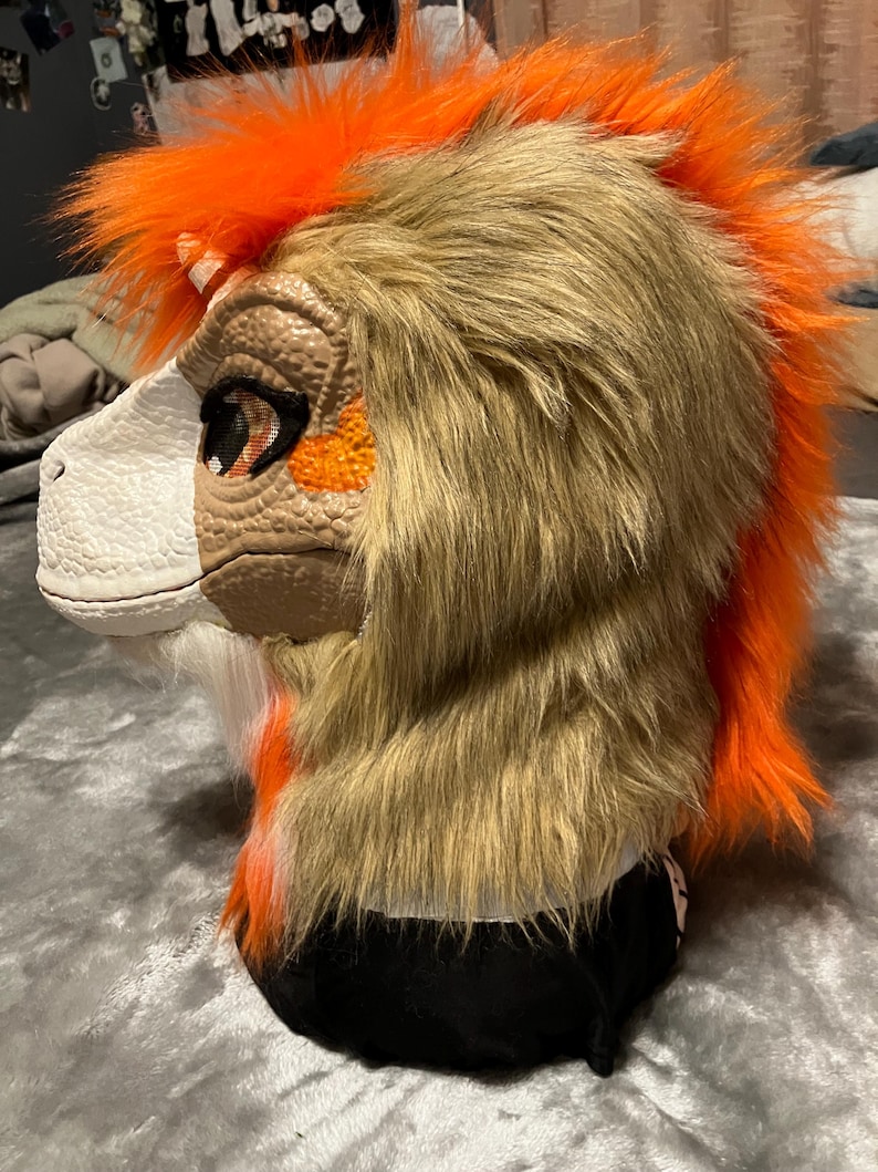 Orange, White, and Tan Dinomask Fursuit - Etsy