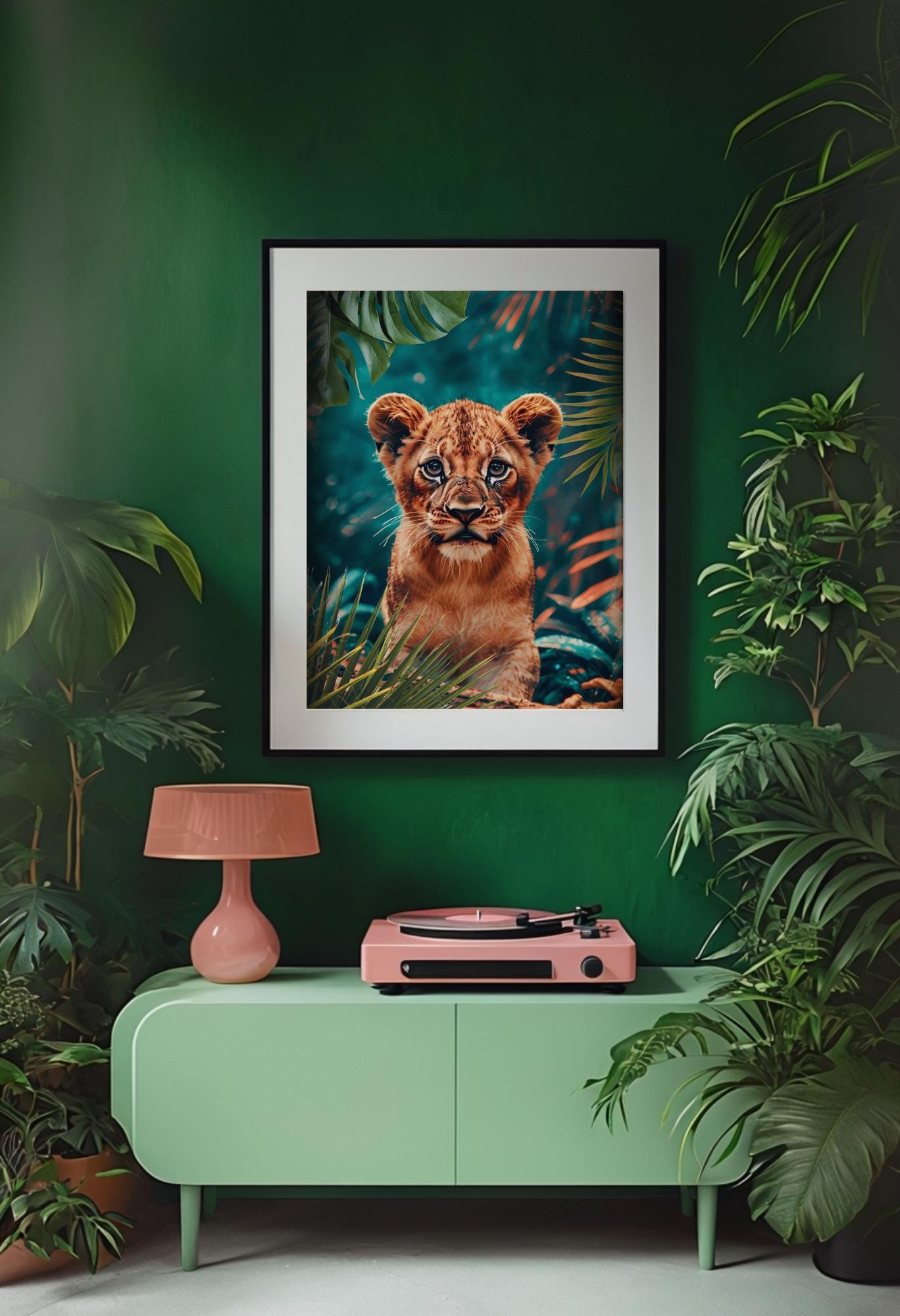 Lion Cub Wall Art, Colorful Lion Poster, Cheerful Jungle Decor, Animal ...