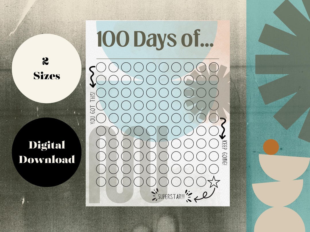 100 Days Project Tracker Printable | Goal Tracker | Habit Tracker | 100 ...