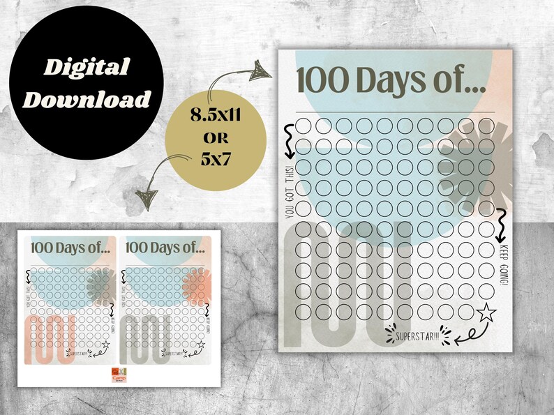 100 Days Project Tracker Printable | Goal Tracker | Habit Tracker | 100 ...