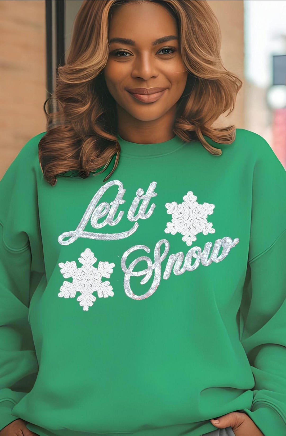 Let It Snow Sweater With Real Sequin/ Silver and White Sequin on a ...