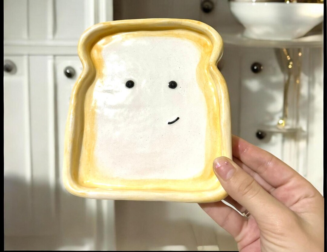 Happy Toast Plates, Breakfast Plates, Ceramic Toast Plates, Cute ...