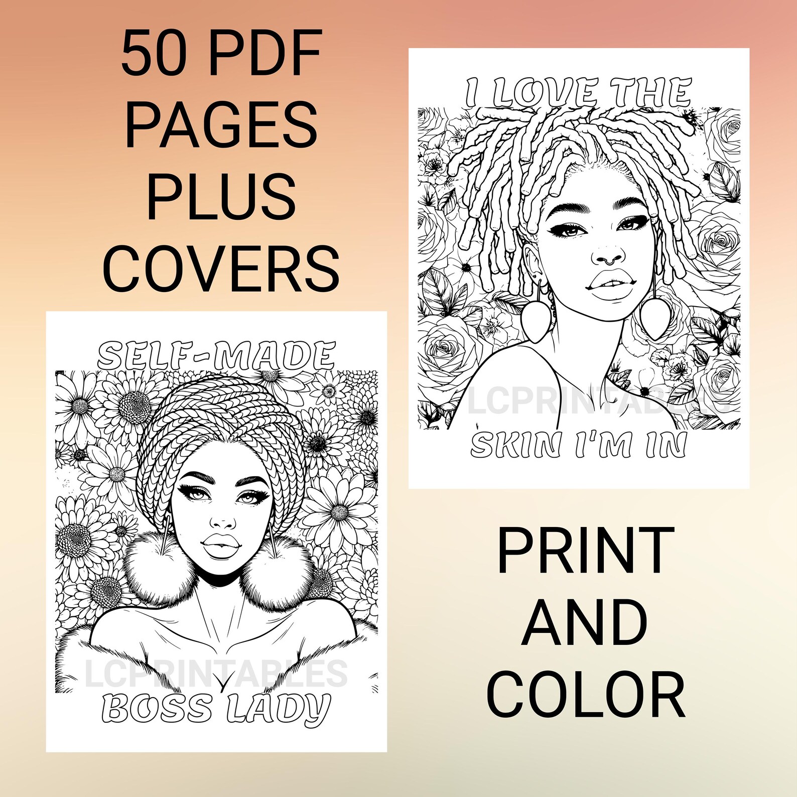 Black Women Affirmations Coloring Pages: Afro Style (printable Digital ...
