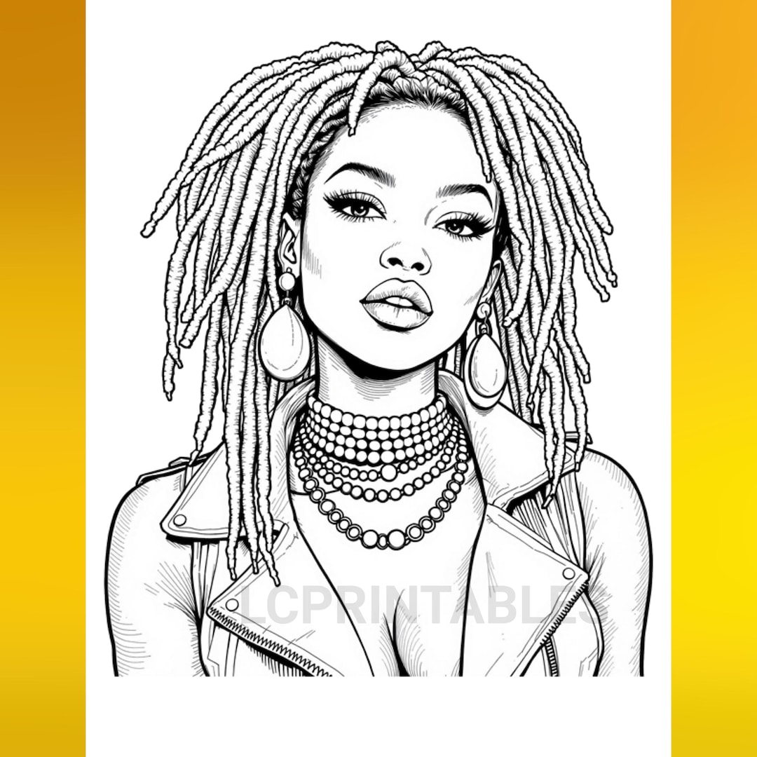Afro Black Girl Coloring Page: Stylish Woman Printable (PDF Download ...