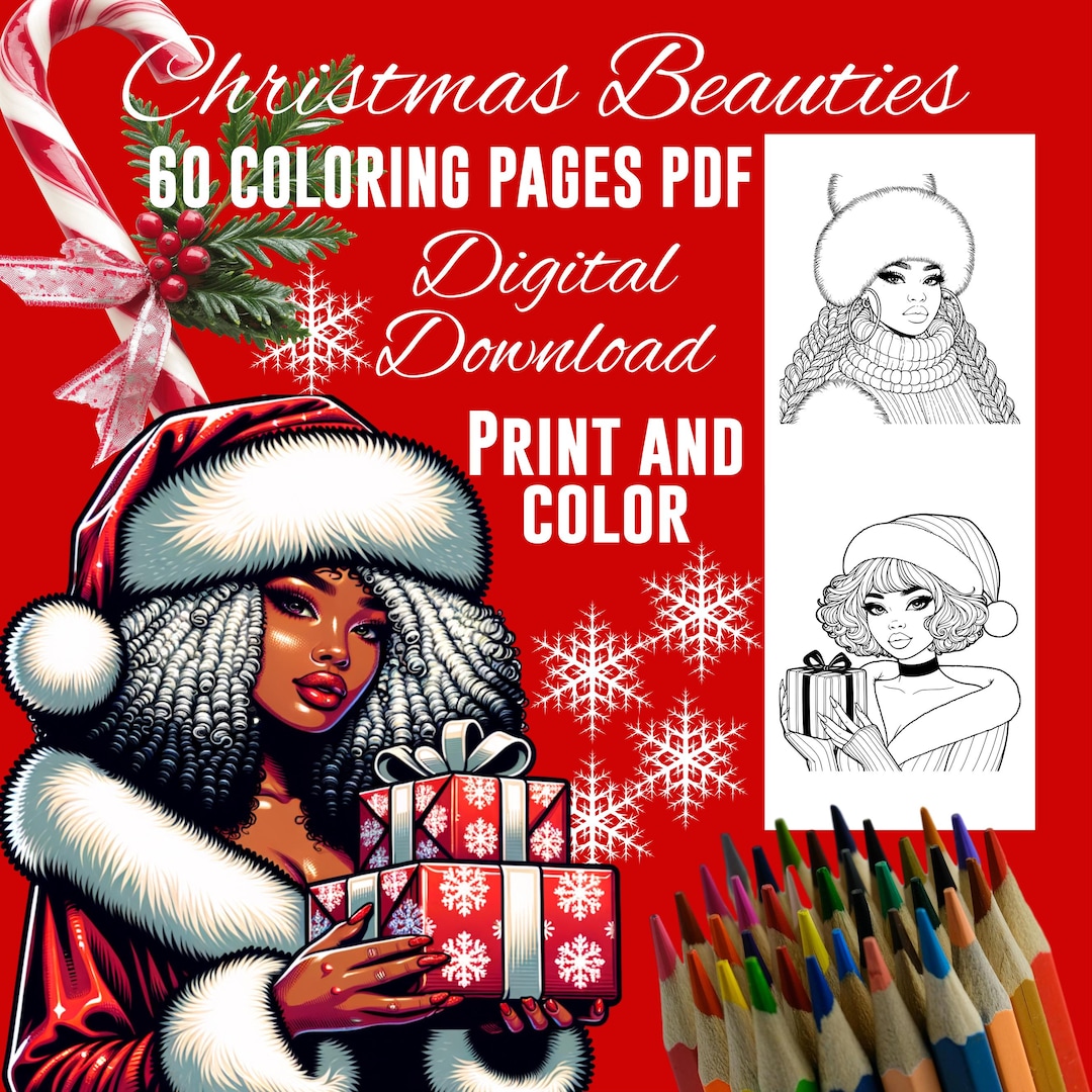 60 Black Women Coloring Pages Afro Style Christmas Beauties Coloring ...