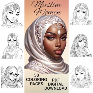 Muslim Women Coloring Book: 50 Hijab Art Pages (digital Download) - Etsy