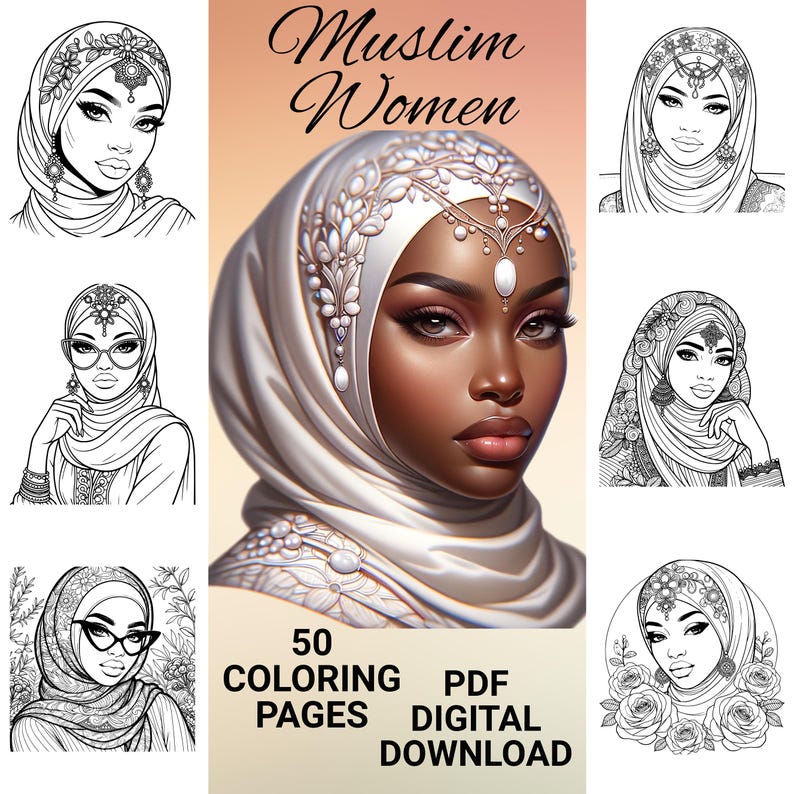 Muslim Women Coloring Book: 50 Hijab Art Pages (digital Download) - Etsy