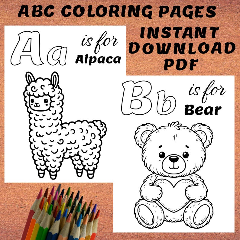 ABC Coloring Book Activity, Alphabet Poster Coloring PDF, Preschool ...