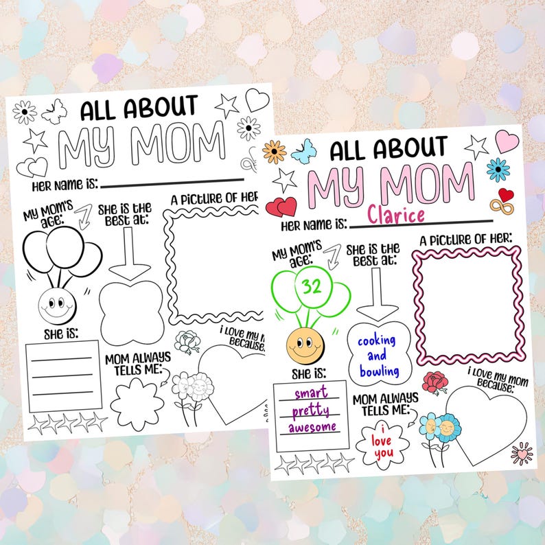 Mother's Day Printable Coloring Page - All About My Mom, Instant ...