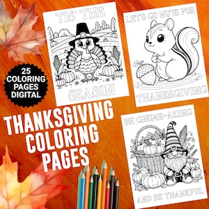 Thanksgiving Coloring Pages for Kids: 25 Printable Designs (PDF) - Etsy