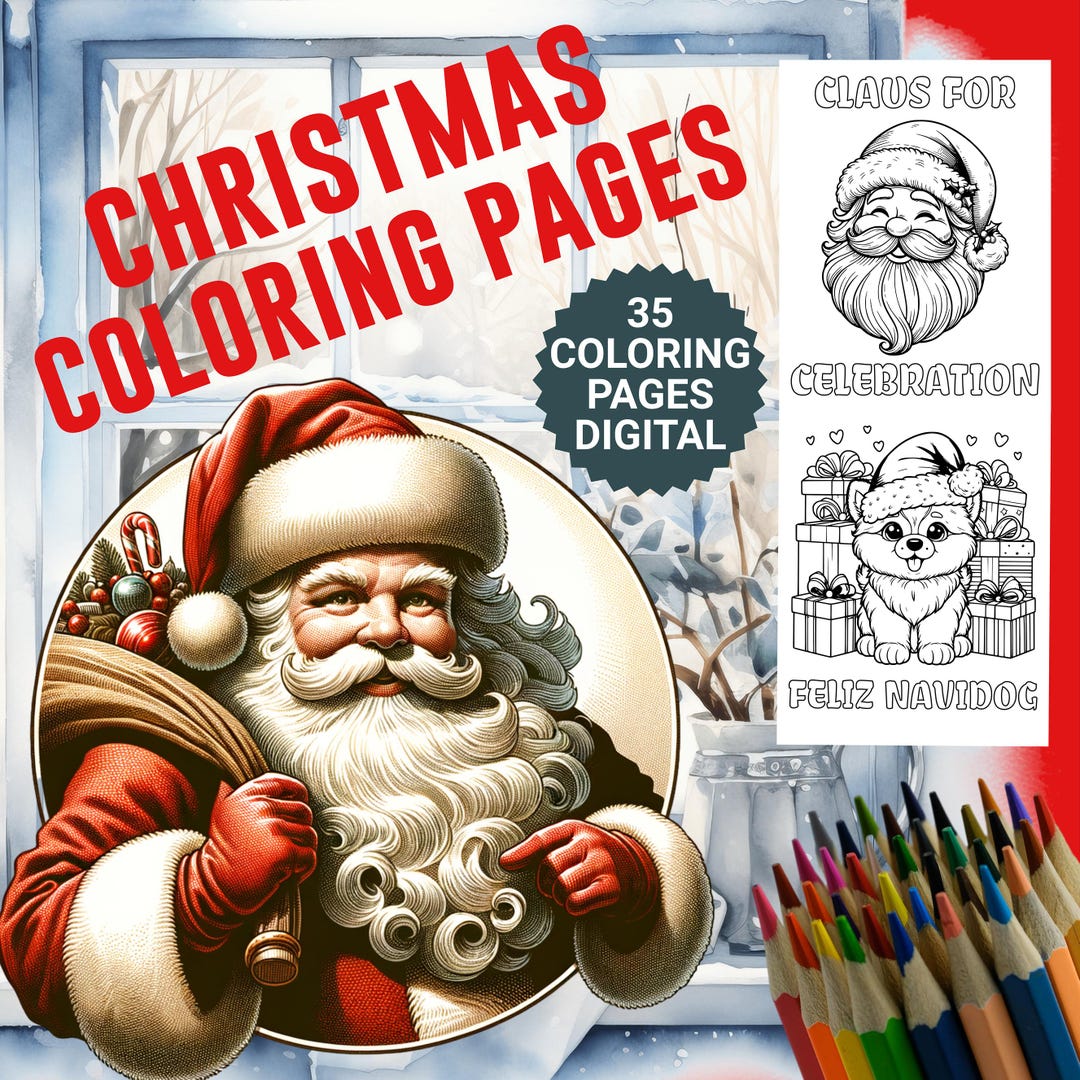 Christmas Coloring Pages for Kids: 35 Festive Designs (PDF Download) - Etsy