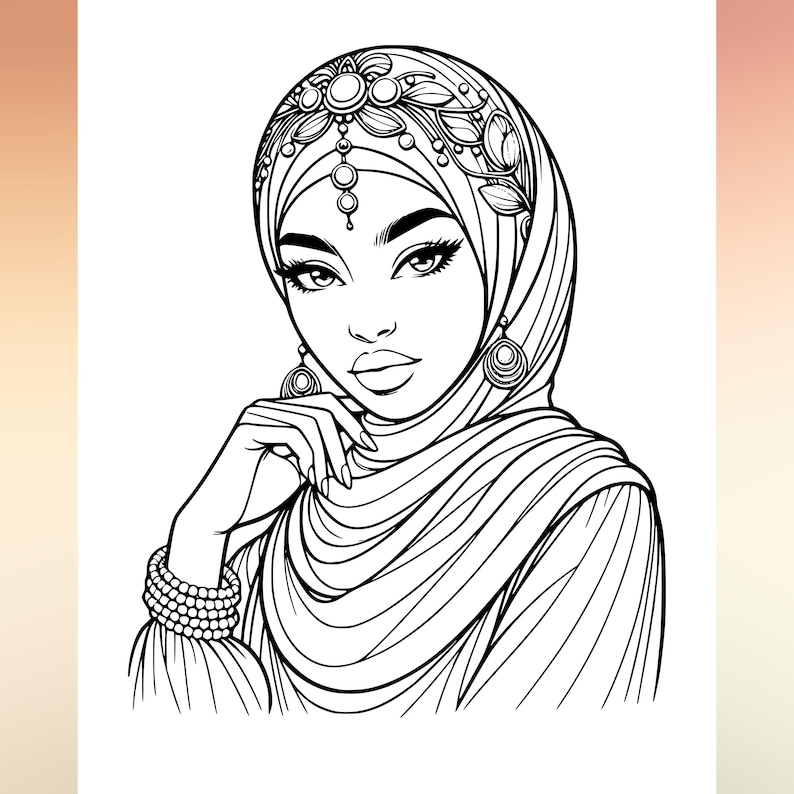 Muslim Women Coloring Book: 50 Hijab Art Pages (digital Download) - Etsy