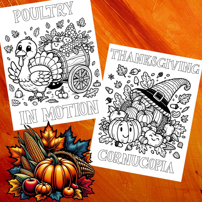 Thanksgiving Coloring Pages for Kids: 25 Printable Designs (PDF) - Etsy