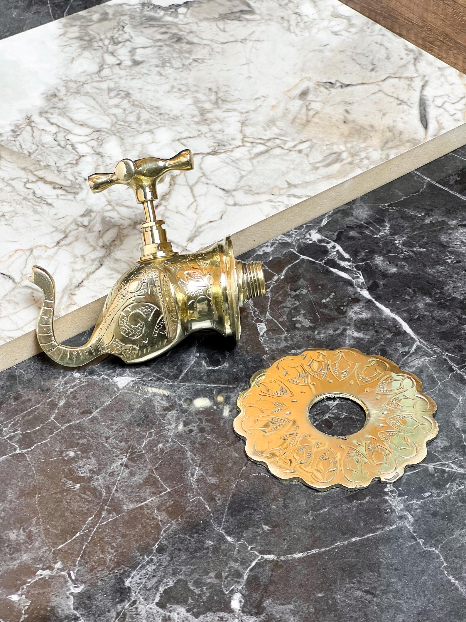 Antique Brass Water Tap - Handmade Morocco Faucet - Vintage Sink Tap ...