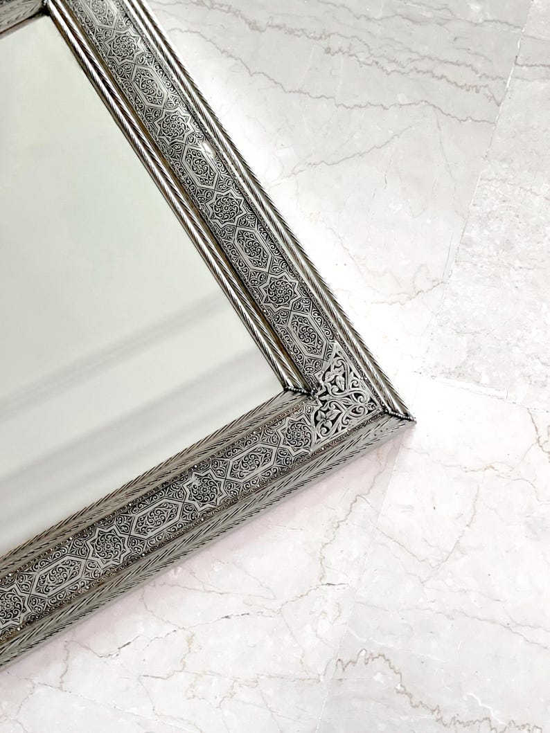 Large Moroccan Wall Mirror – Vintage Full Length Arched Silver Mirror ...