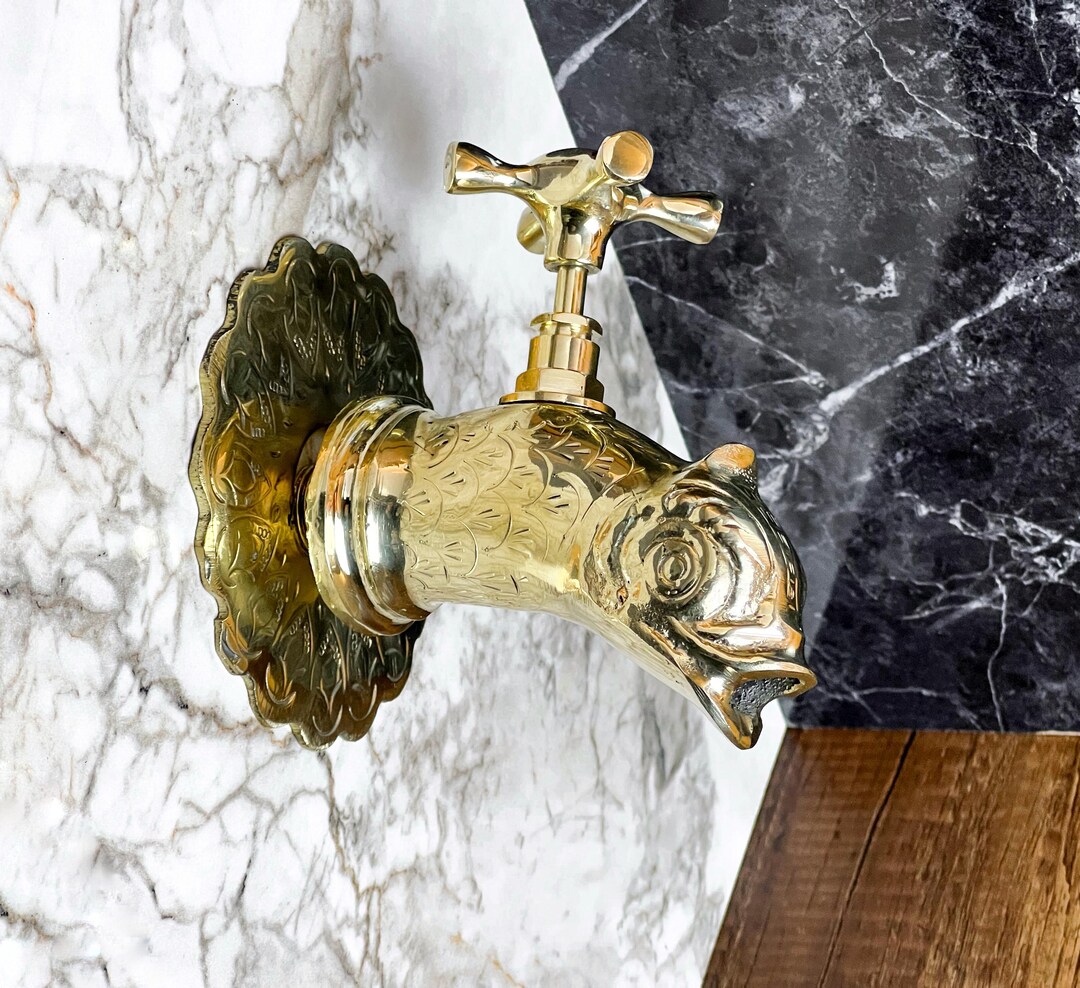 Rustic Kitchen Tap - Antique Brass Sink Faucet - Handmade Morocco Water ...