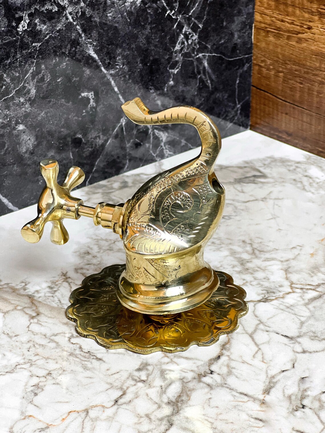 Antique Brass Water Tap - Handmade Morocco Faucet - Vintage Sink Tap - Rustic Kitchen Mixer ...