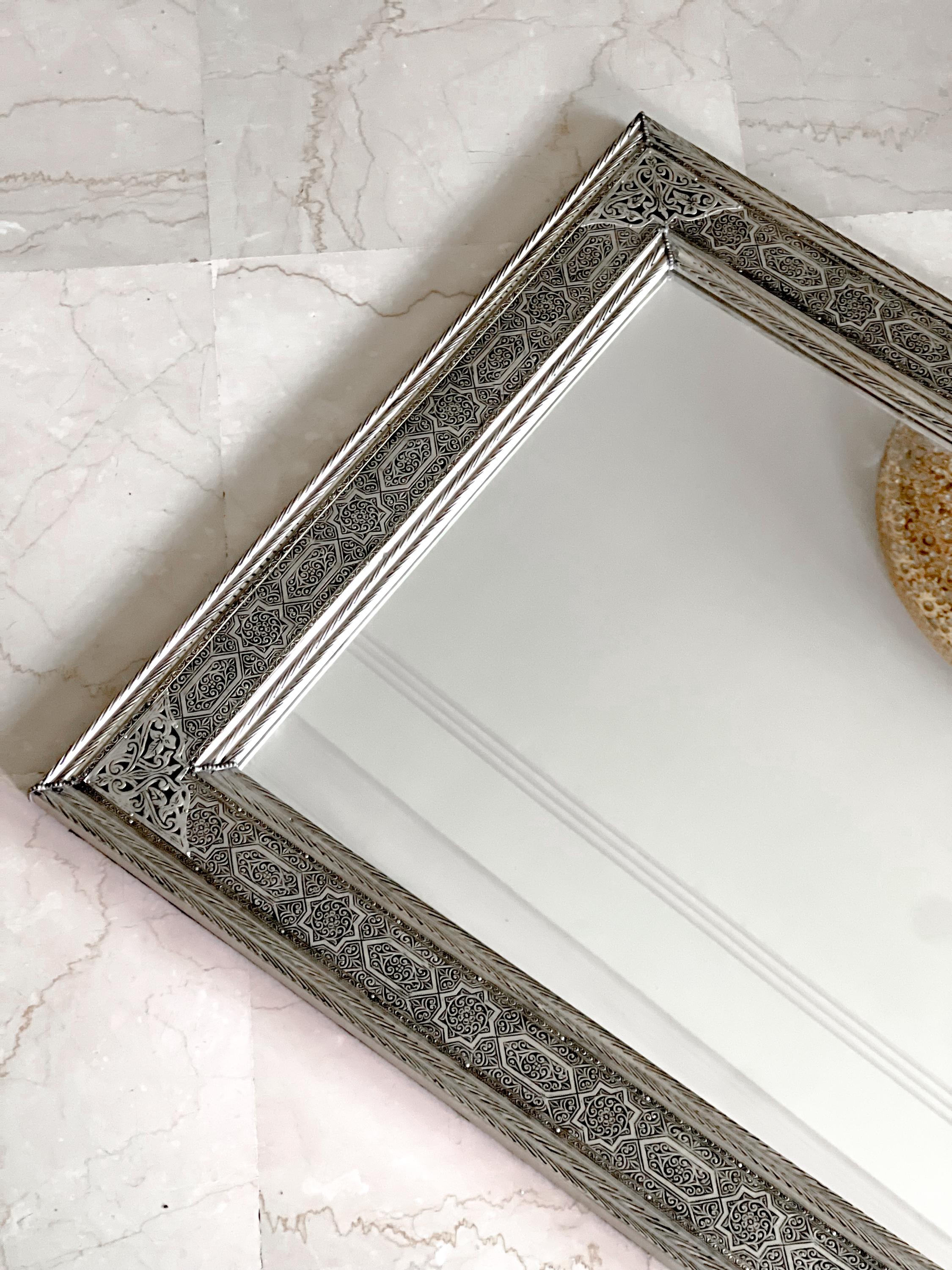 Large Moroccan Wall Mirror – Vintage Full Length Arched Silver Mirror ...