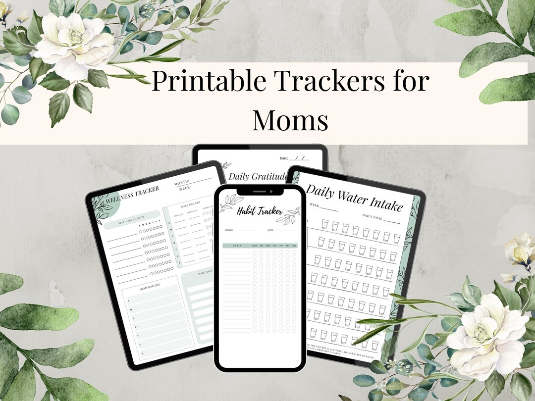 Mom Habit Tracker Bundle | Printable Water Intake Tracker, Gratitude ...