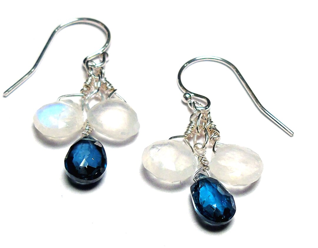 MOONLIGHT London Blue Topaz Moonstone Briolette Sterling - Etsy