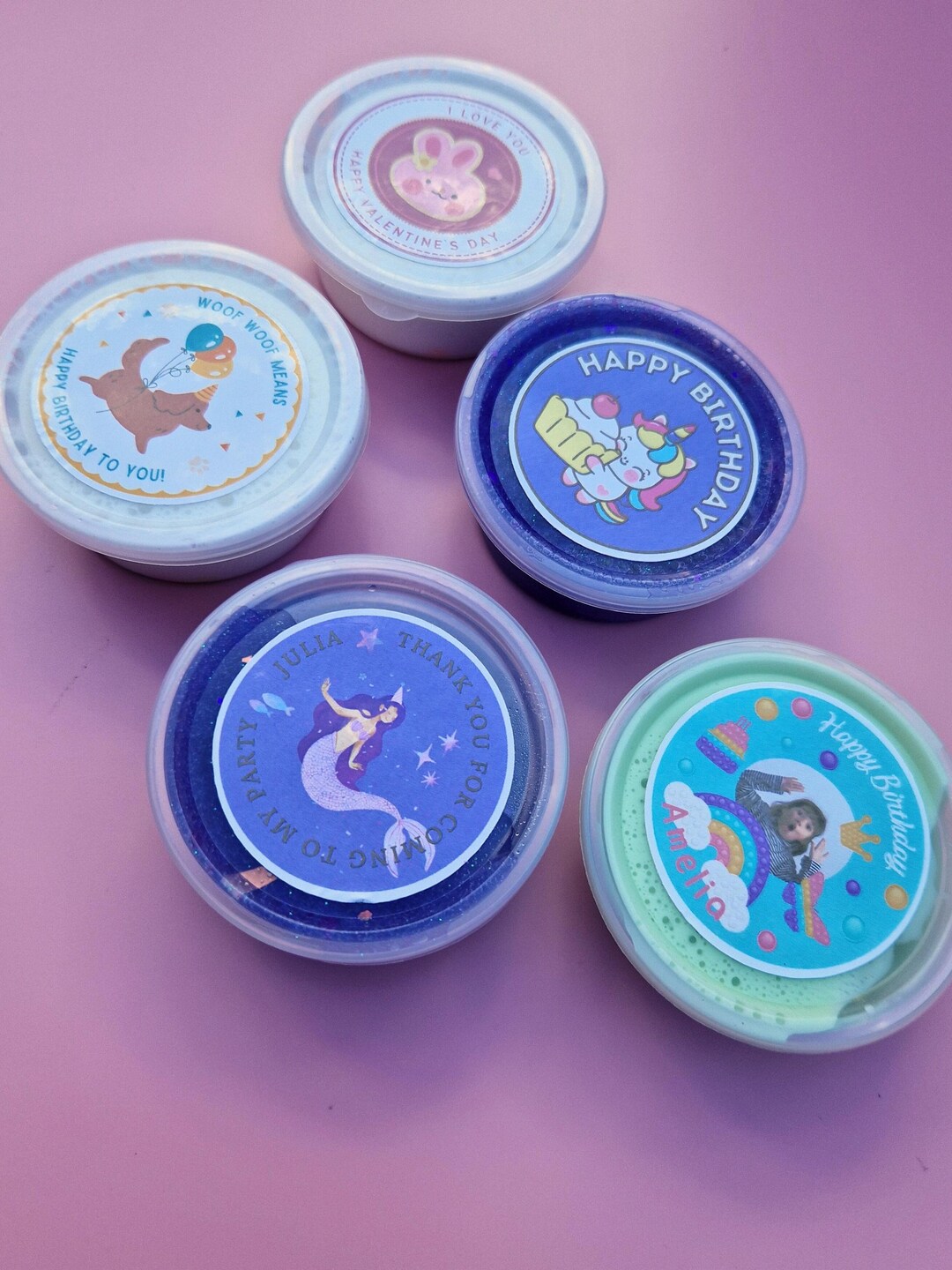 1 Oz Slime Party Favours - Personalised Mini Slime Pots Perfect for ...