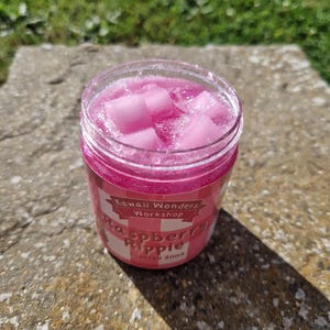 6oz Raspberry Ripple Slime - Clear Handmade Slime With Foam Cubes ...