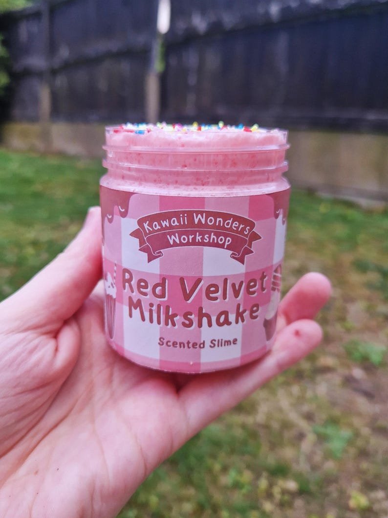 6oz Red Velvet Milkshake Snow Slime - Fluffy Handmade Snow Slime ...