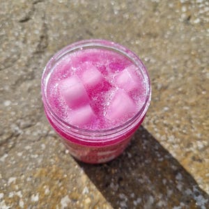 6oz Raspberry Ripple Slime - Clear Handmade Slime With Foam Cubes ...