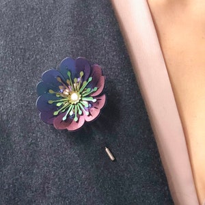 Flower Pin, Flower Stick Pin, Flower Brooch, Vegan Flower Brooch, Faux ...