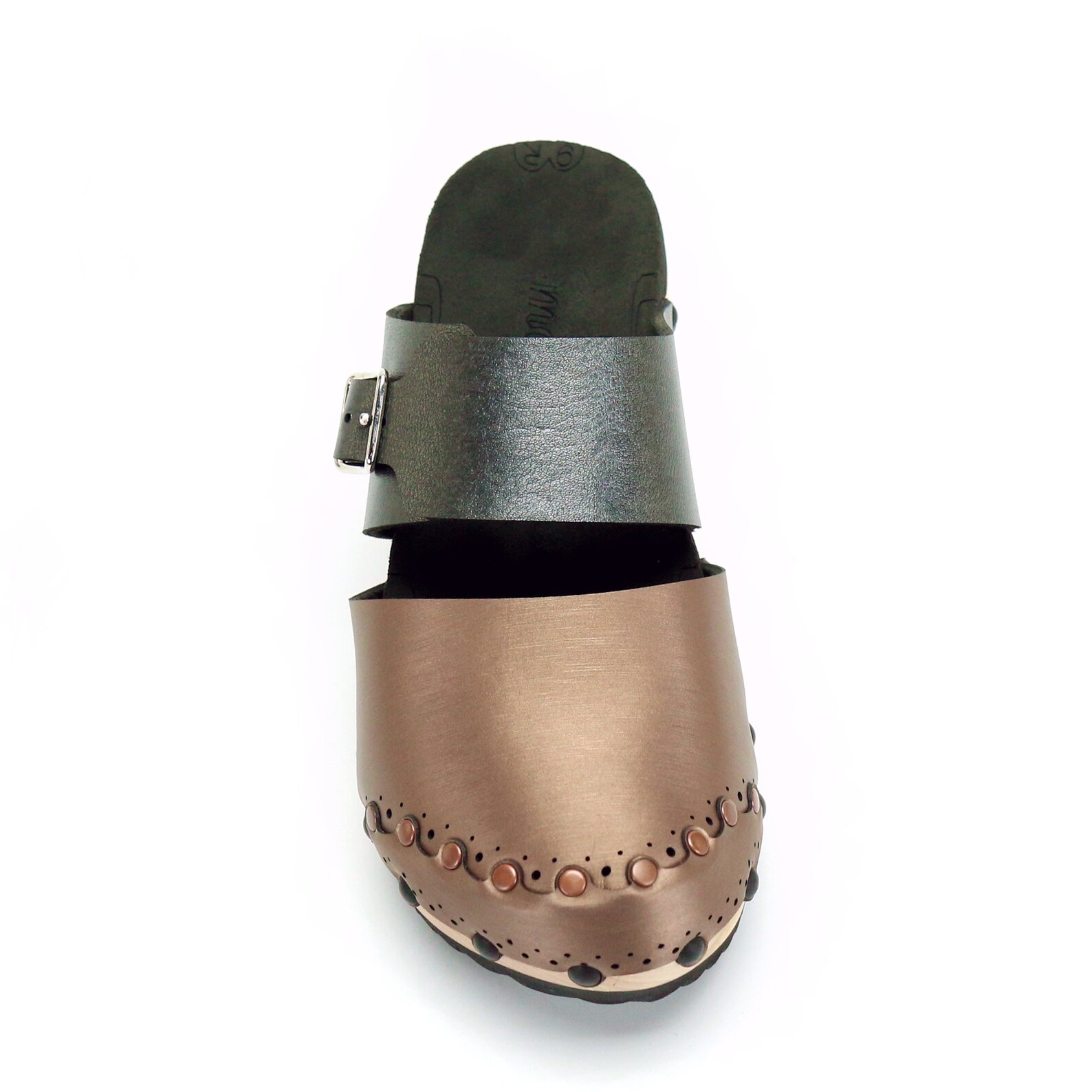 Mocha Slate Clogs Vegan Leather Mules Brown and Grey Mid - Etsy