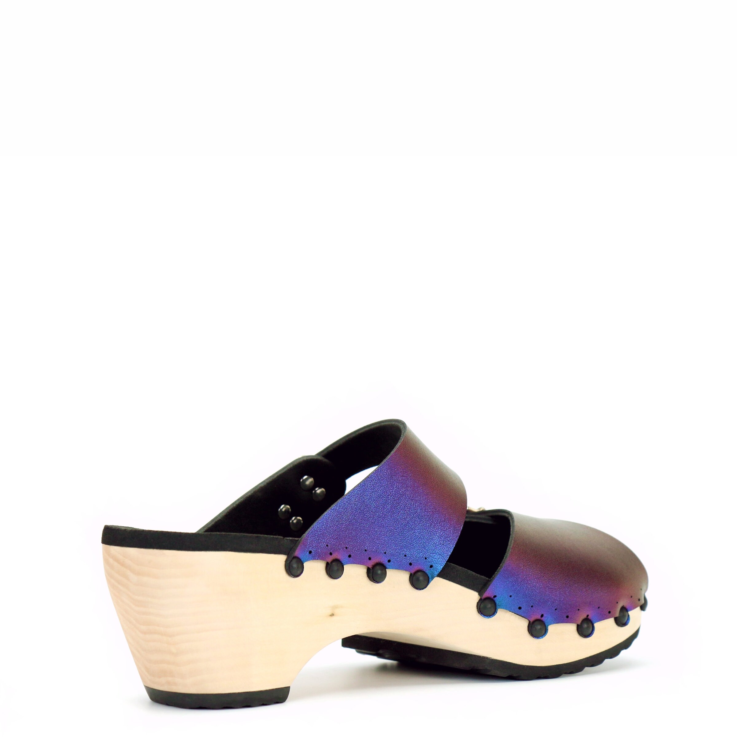 Peacock Peep Toe Clogs Cobalt Iridescent Mules Mid Heel Peep - Etsy