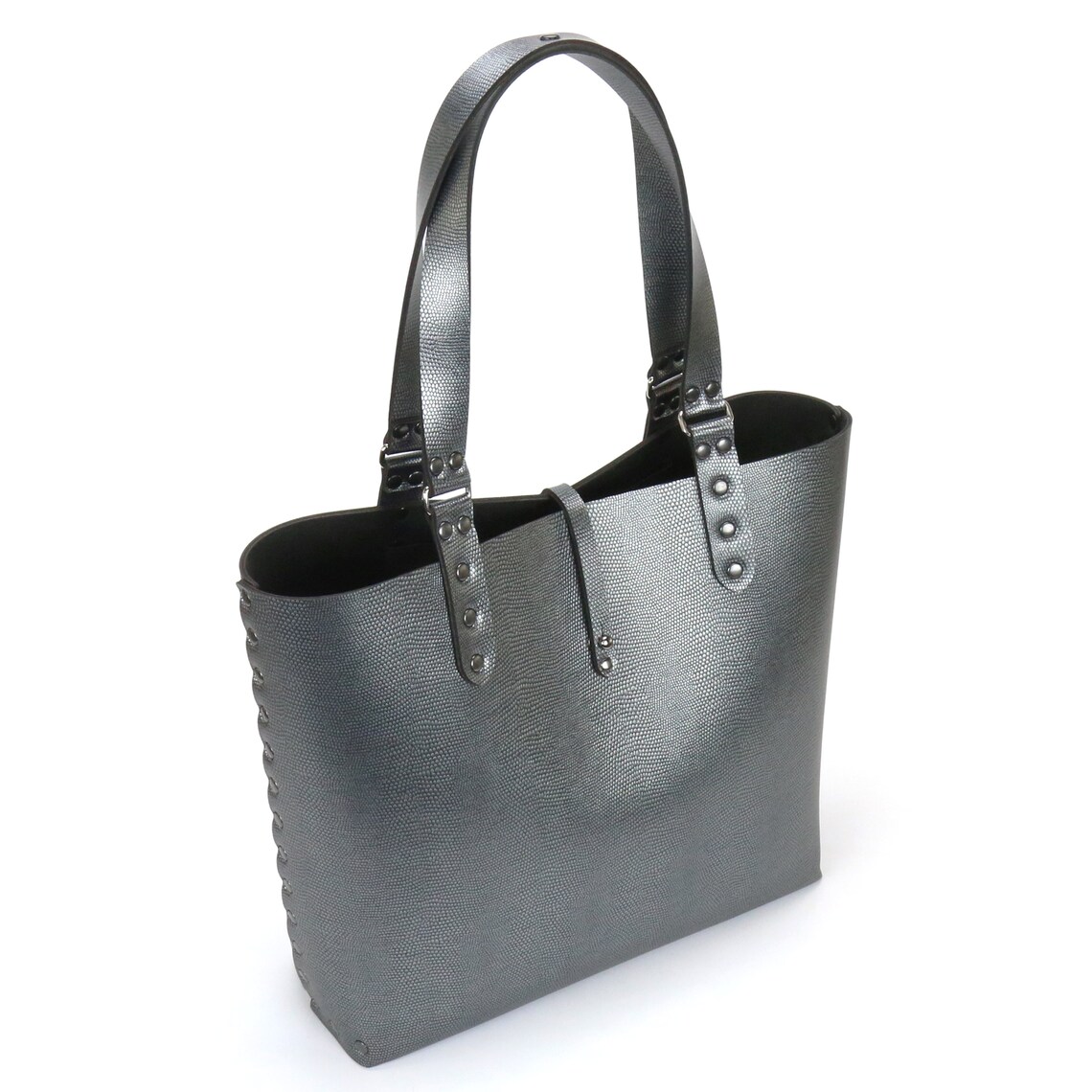 Pewter Tote Bag | Dark Silver Tote | Vegan | Made in USA by Mohop - Etsy