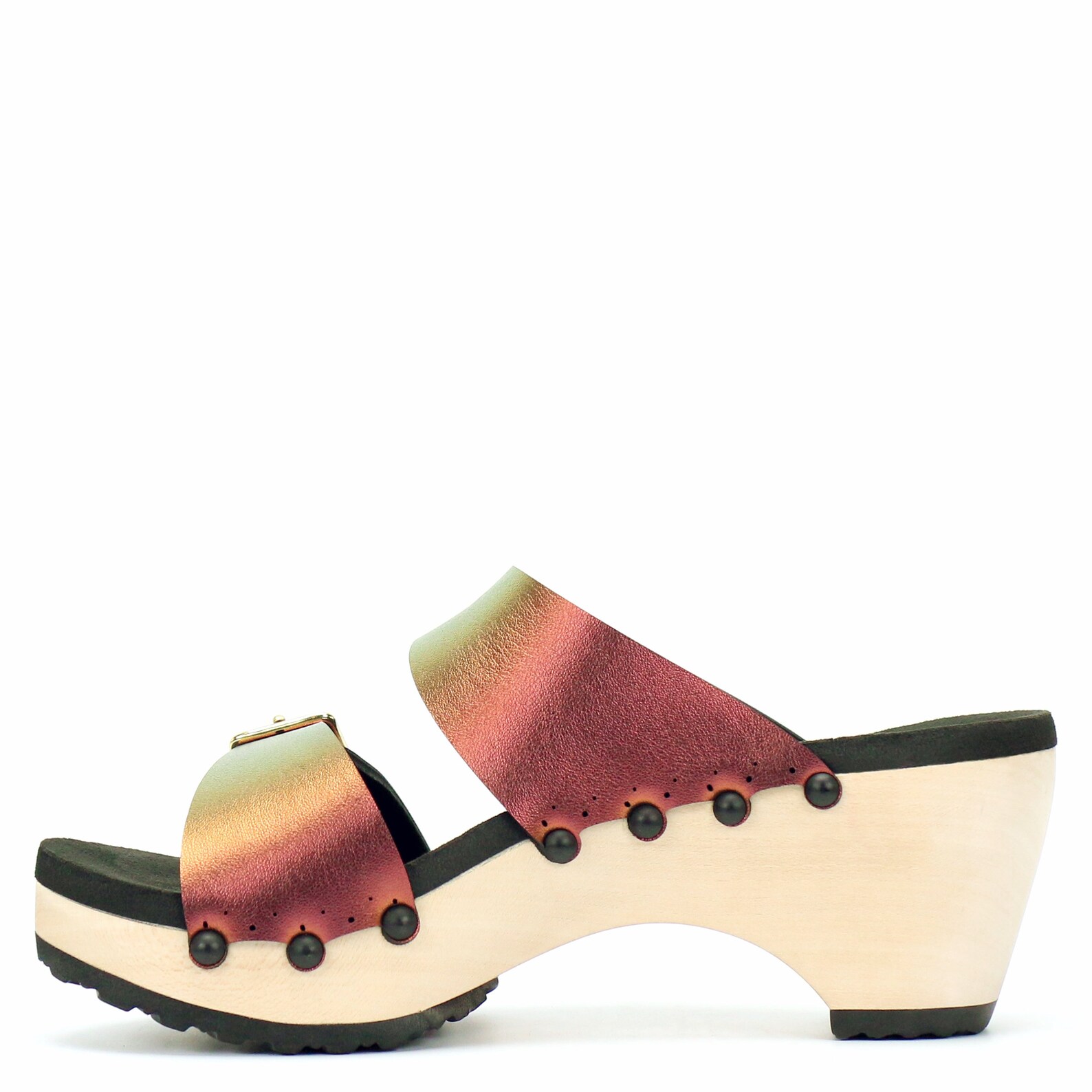 Ruby Mid Mule Clog Sandals Red Iridescent Mule Strap and - Etsy