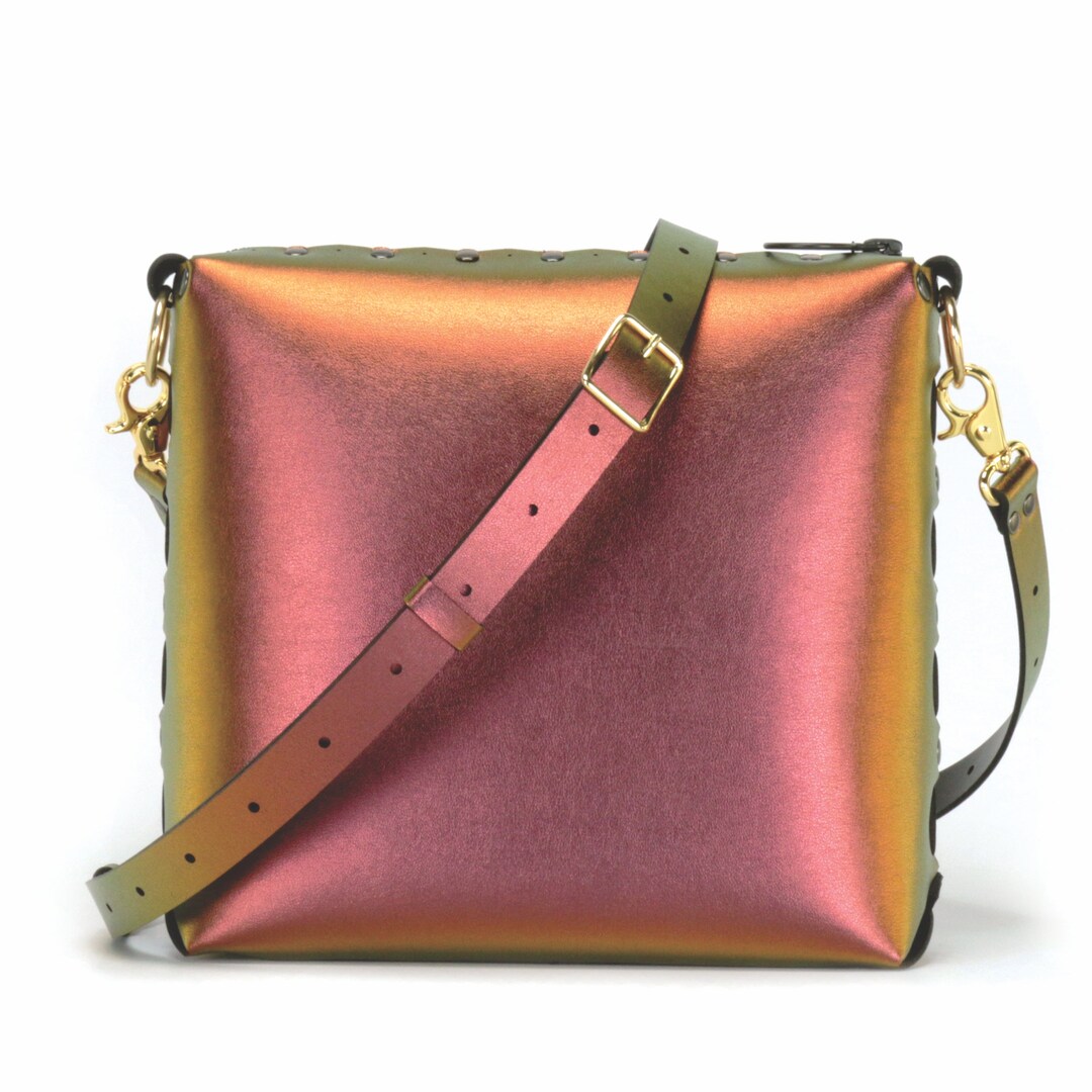 Red Medium Crossbody Bag, Personalized Handbag, Vegan Leather, Zipper ...